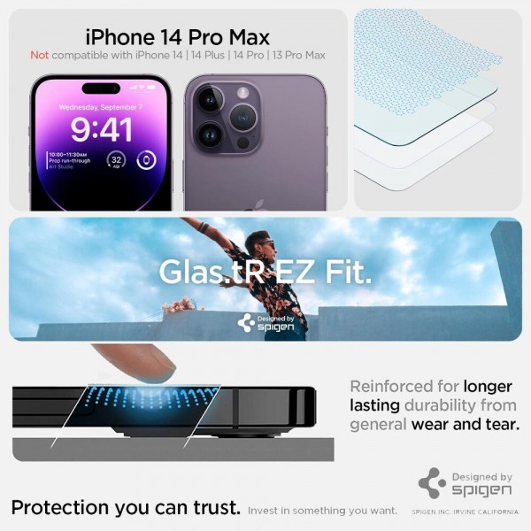 iPhone 14 Pro Max Glas tR Slim HD (1 Pack) Transparency | Spigen ...